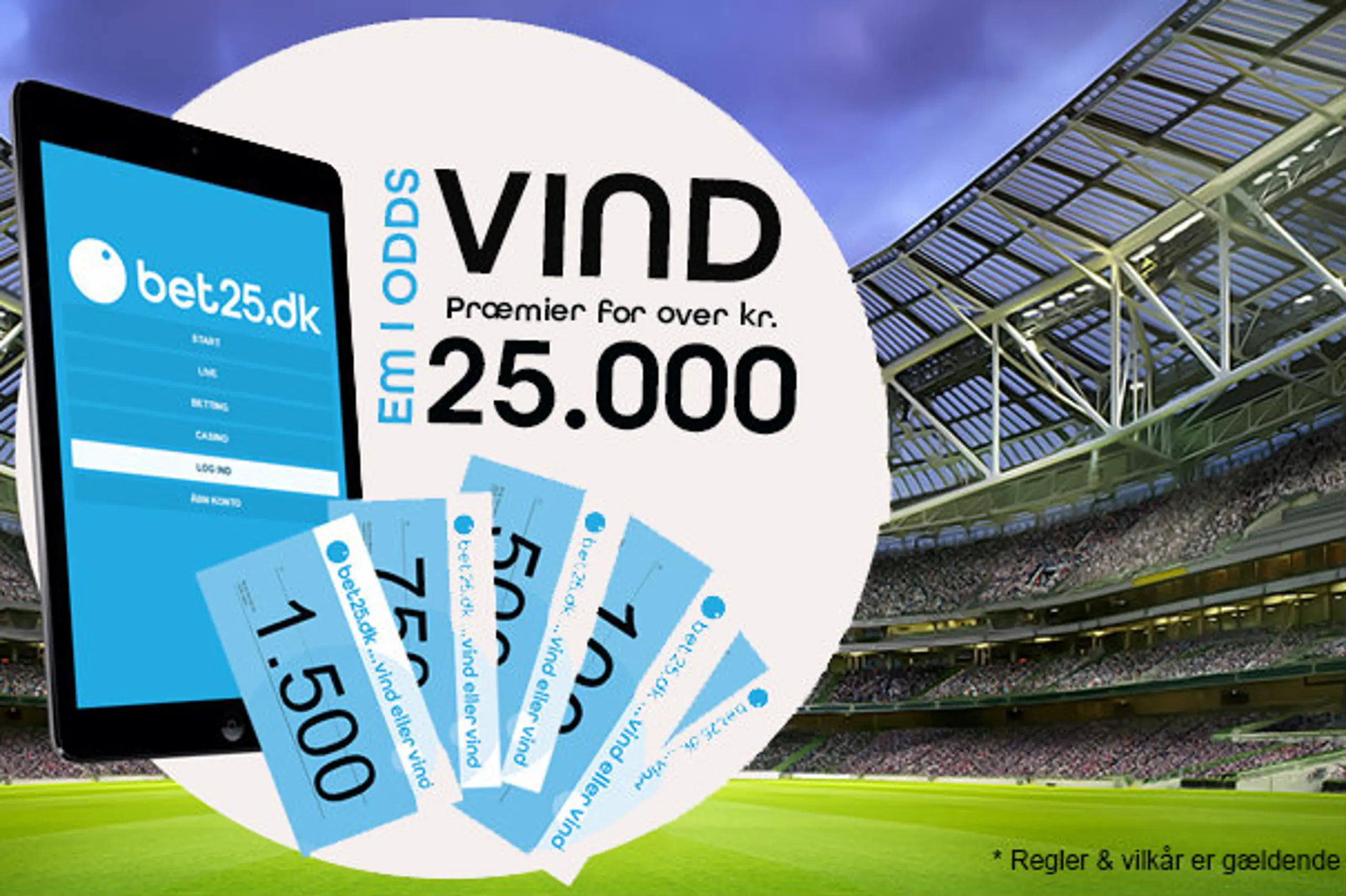 EM i odds hos Bet25: Vind præmier for 25.000 kr.